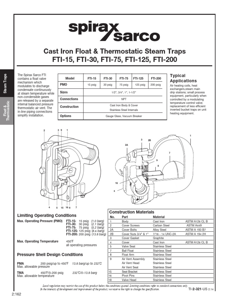 Spirax Sarco 66664 Specification Sheet | PDF