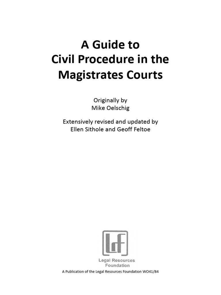 A Guide To Civil Procedure in The Magistrates Courts - Full | PDF