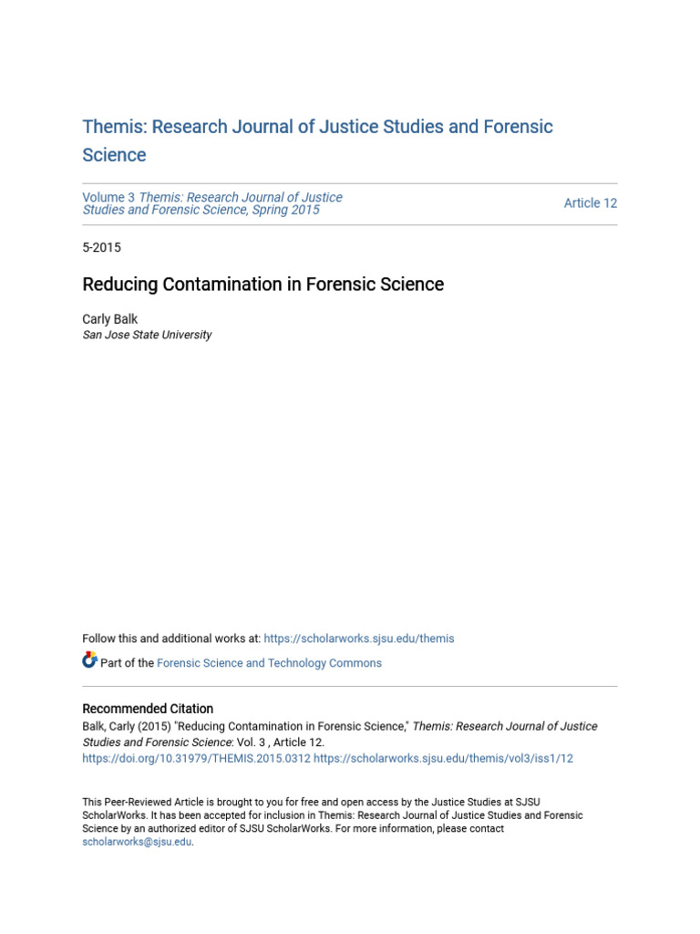 Reducing Contamination in Forensic Science | PDF