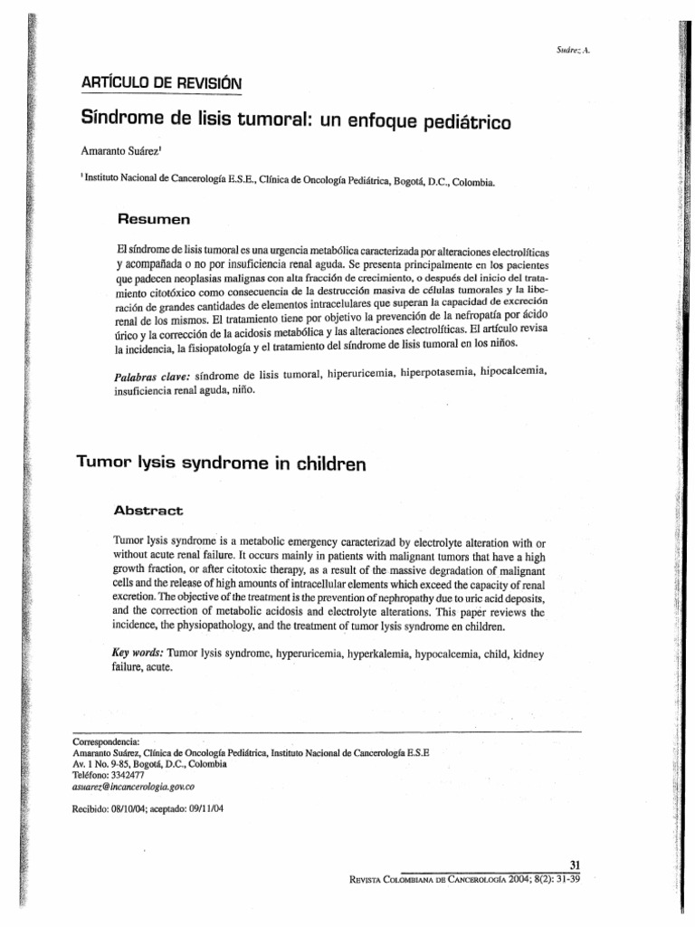 Cancercol, Sindrome de Lisis | PDF