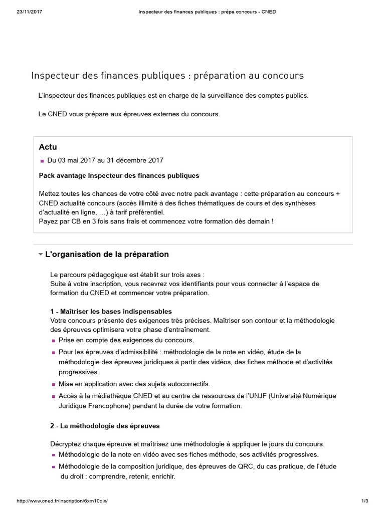 Inspecteur Des Finances Publiques - Prépa Concours - CNED | PDF