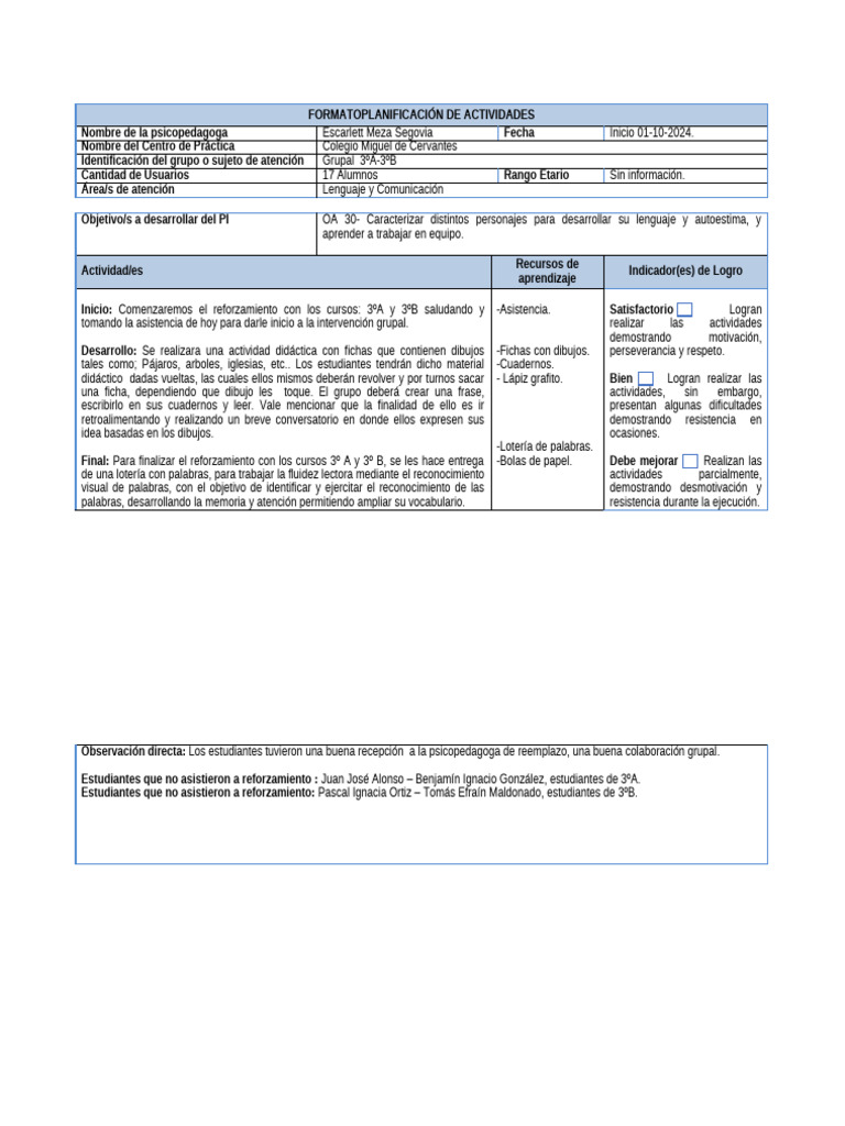 Planificación Lenguaje y Comunicacion 3A y 3B Dia 01 | PDF