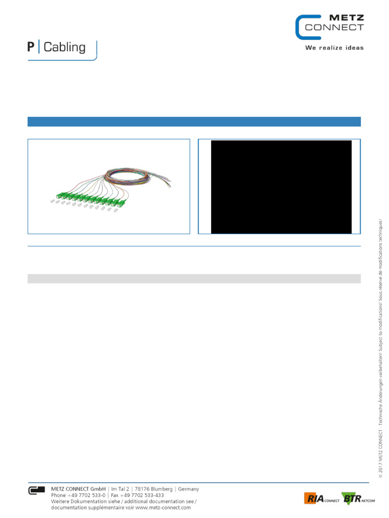 Fiche de Spécifications: Opdat Pigtail Sc-Apc, Os2, 12 Couleurs | PDF