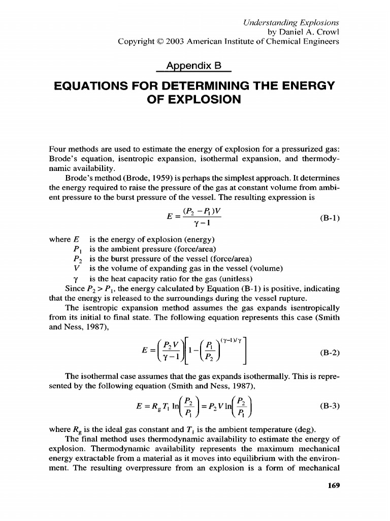 Understanding Explosions - 2003 - Crowl - Appendix B Equations for ...