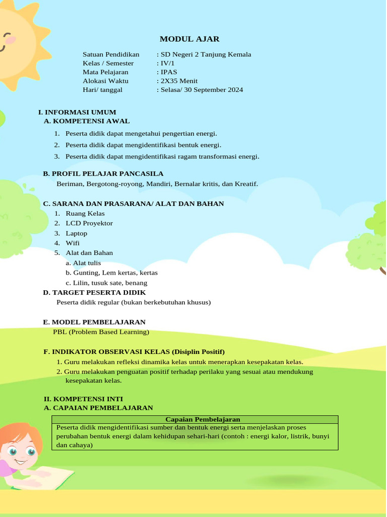 Modul Ajar Ipas Observasi Kelas Iv Semester 1 Pdf