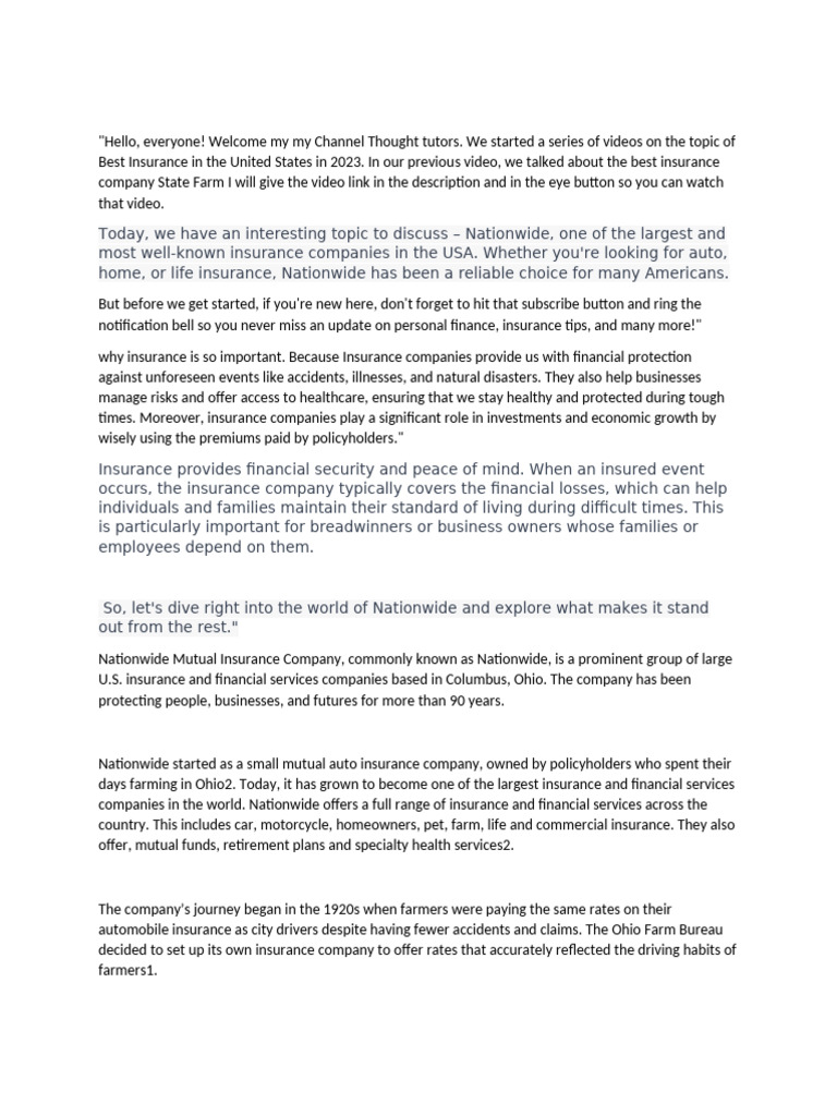 Nationwide Insurance Script | PDF