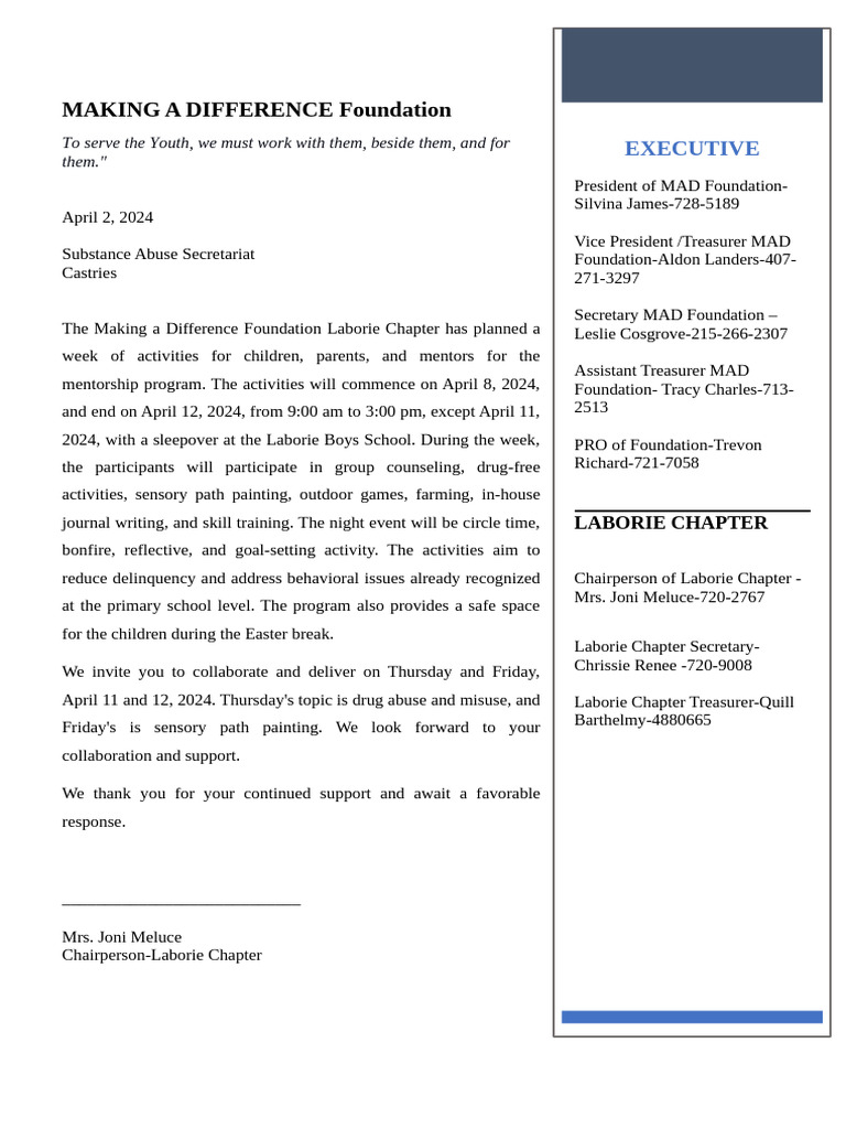 MAKING A DIFFERENCE Foundation - Easter Activity Substance Abuse | PDF