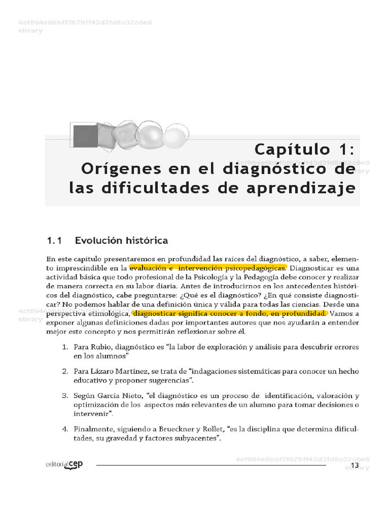 Diagnóstico de las dificultades del aprendizaje | PDF
