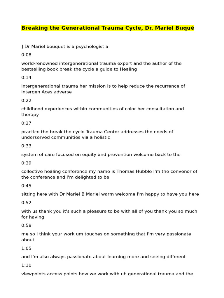 Breaking The Generational Trauma Cycle, Dr. Mariel Buqué | PDF