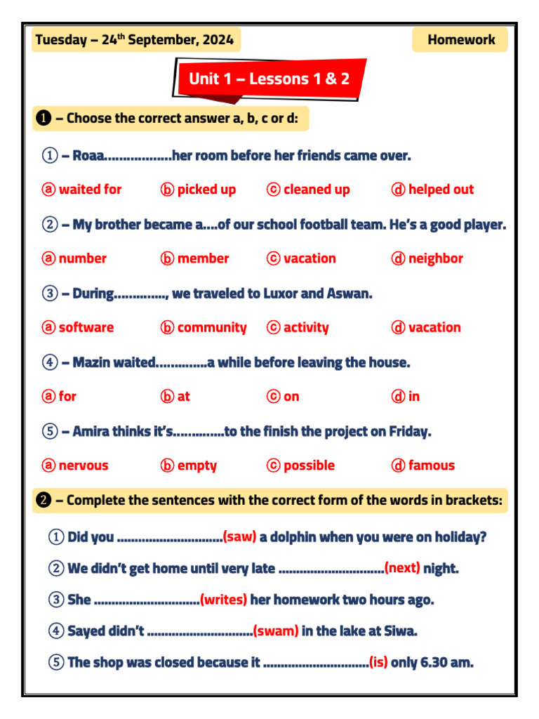 Unit 1 - Lessons 1 & 2 | PDF