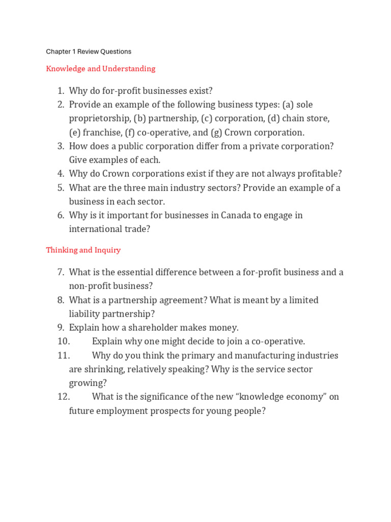 Chapter 1 Review Questions | PDF