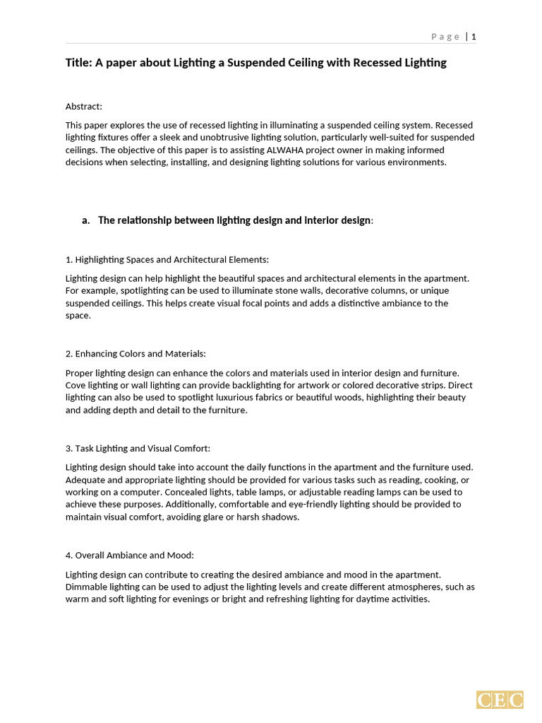 Lighting a Suspended Ceiling | PDF