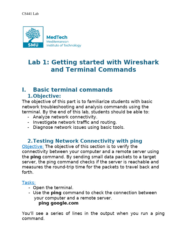 Lab 1 Getting Started With Wireshark and Command Line | PDF