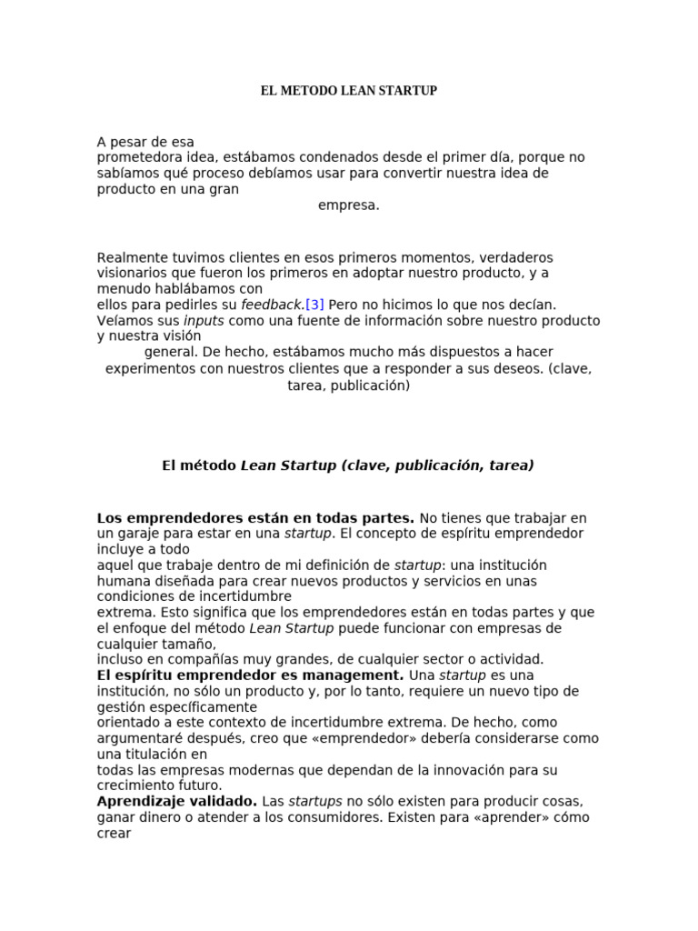 El Metodo Lean StartUp | PDF