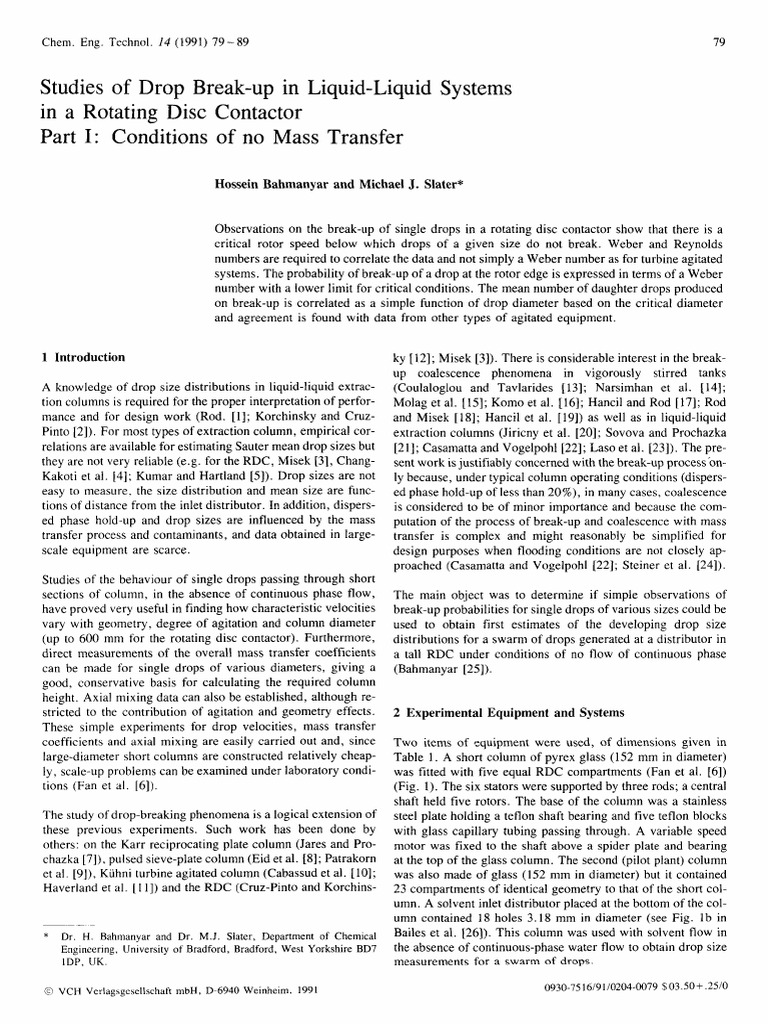 Studies of Drop Break-Up in Liquid-Liquid Systems | PDF