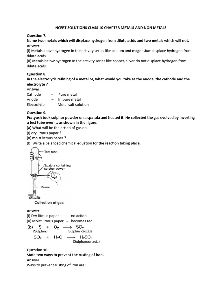 Metals and Non Metals Assignment | PDF