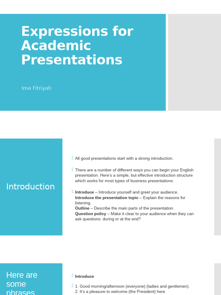 Expressions For Academic Presentations | PDF | Human Communication ...
