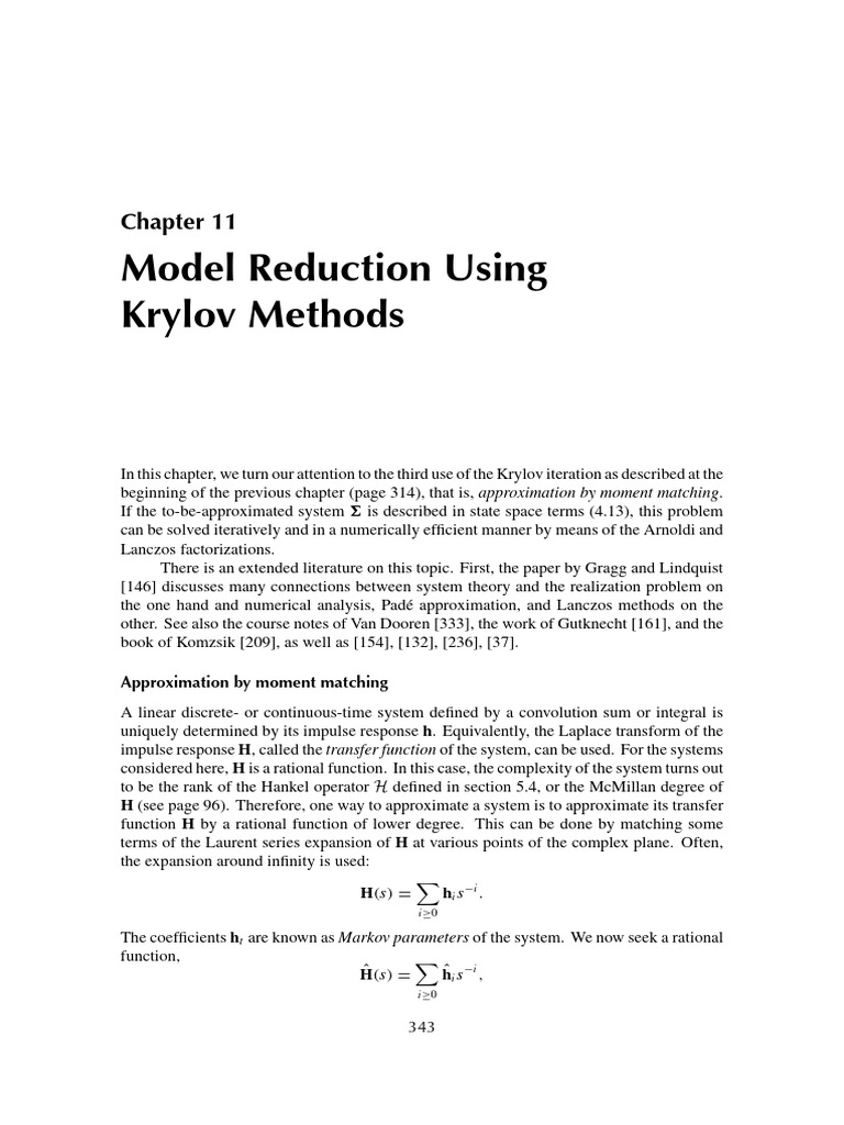 11 Model Reduction Using Krylov Methods 2005 Pdf