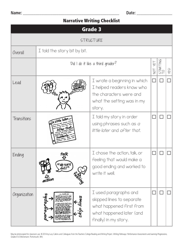 Personal Narrative Checklist | PDF