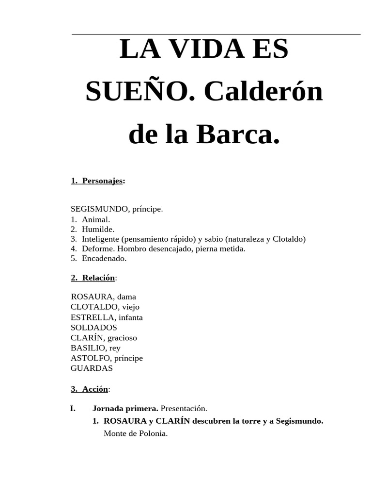 LA VIDA ES SUEÑO-Calderón de La Barca Valen | PDF