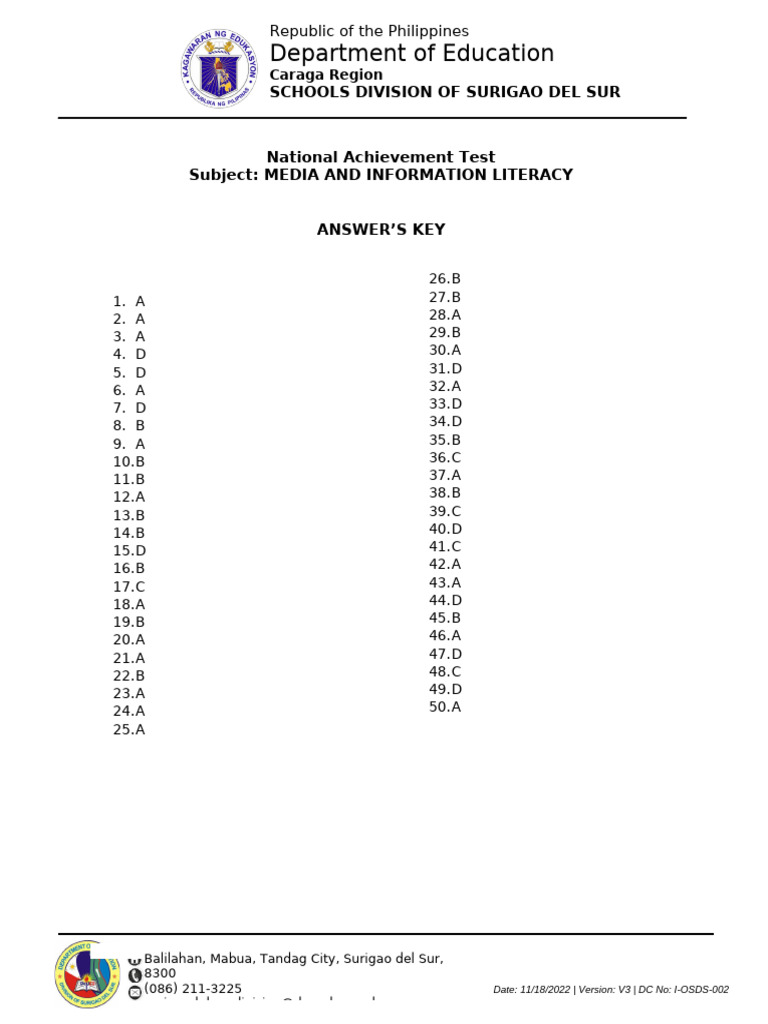 ANSWER-KEY For NAT | PDF