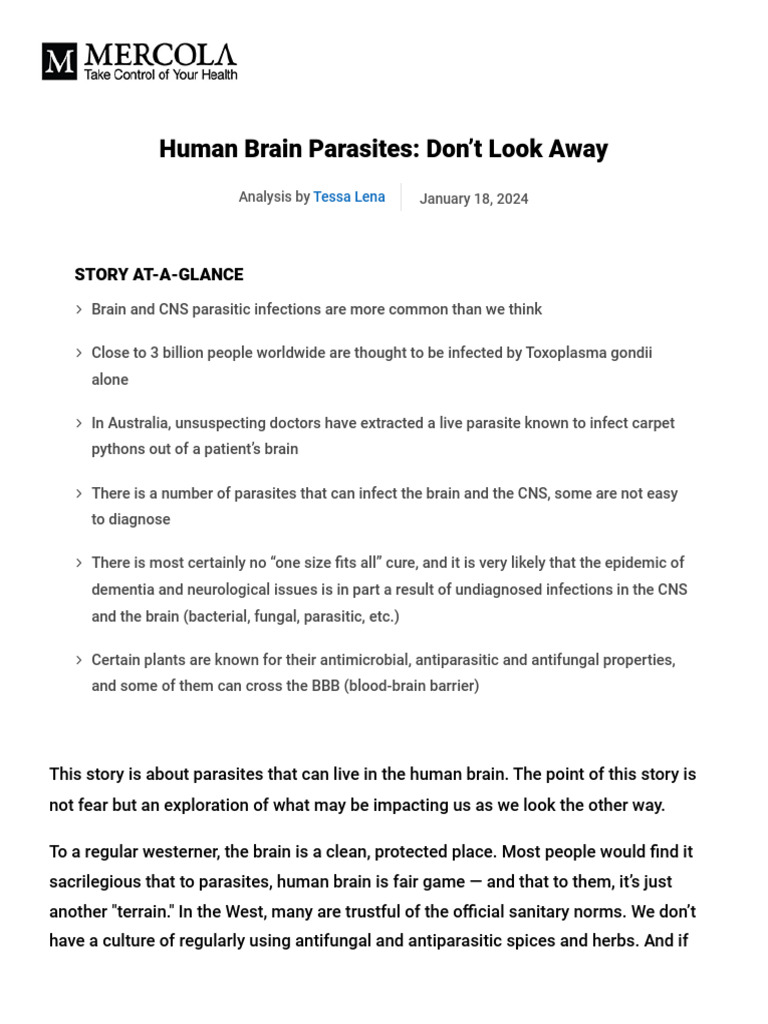 Human Brain Parasites PDF | PDF | Microbiology | Self-Improvement
