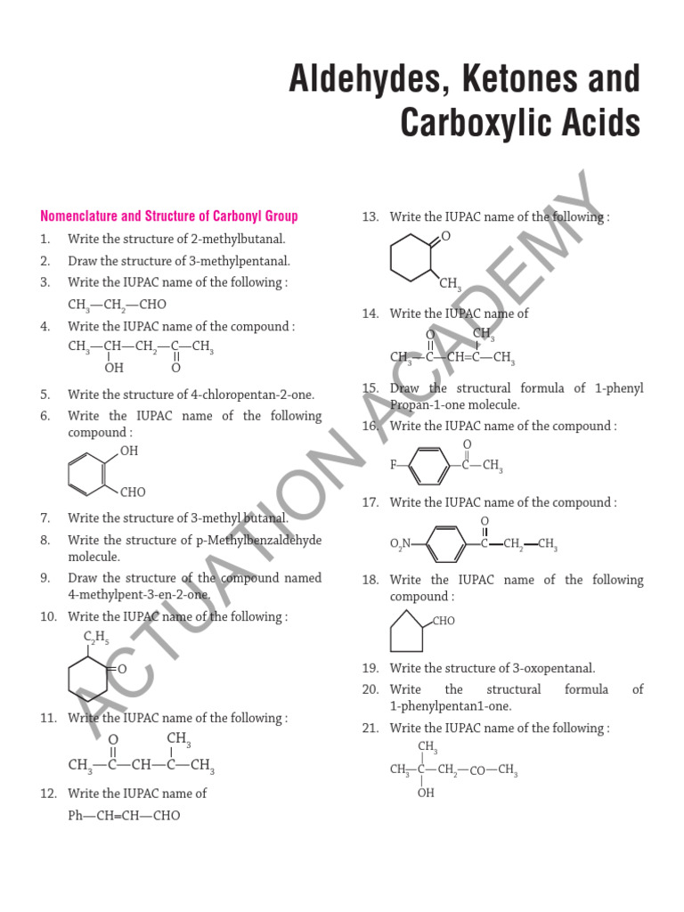 Chapter 12 Aldehydes, Ketones and Carboxylic Acids (Chemistry) Folder | PDF | Aldehyde | Ketone