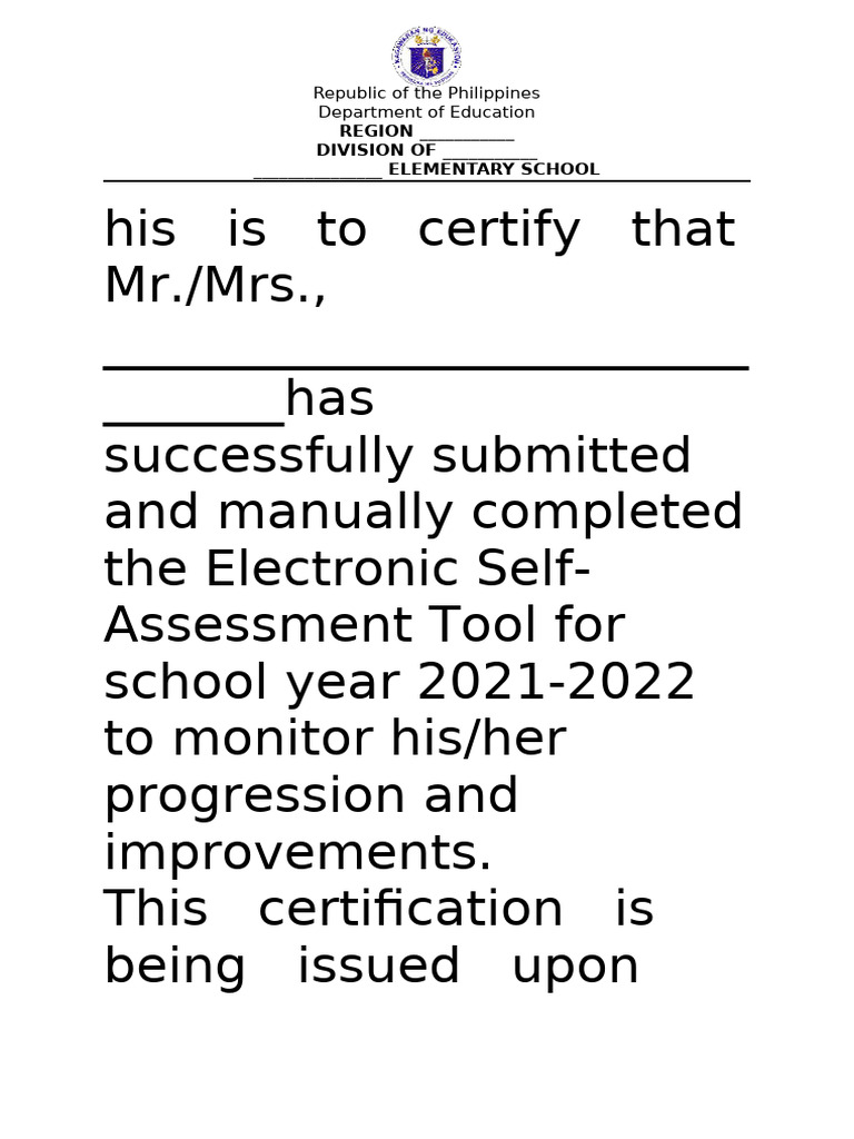 ESAT Sample Certification | PDF