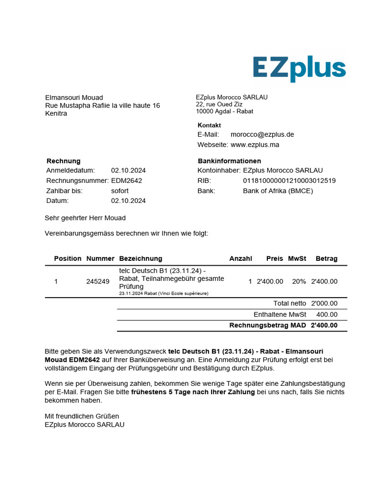 S Flex Rechnung