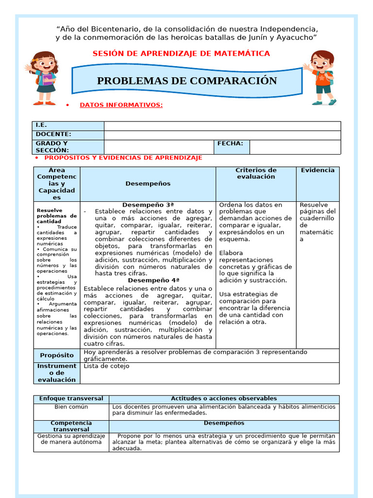 Iv Ses Juev 25 Mate Problemas de Comparación | PDF Iv Ses Juev 25 Mate Problemas de Comparación | PDF