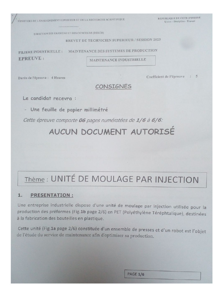 Maintenance Industrielle BTS 2023 | PDF