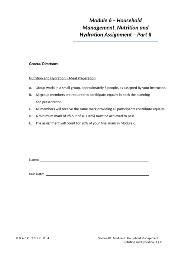 IV-7 Assigmt - Module 6 Household Management | PDF