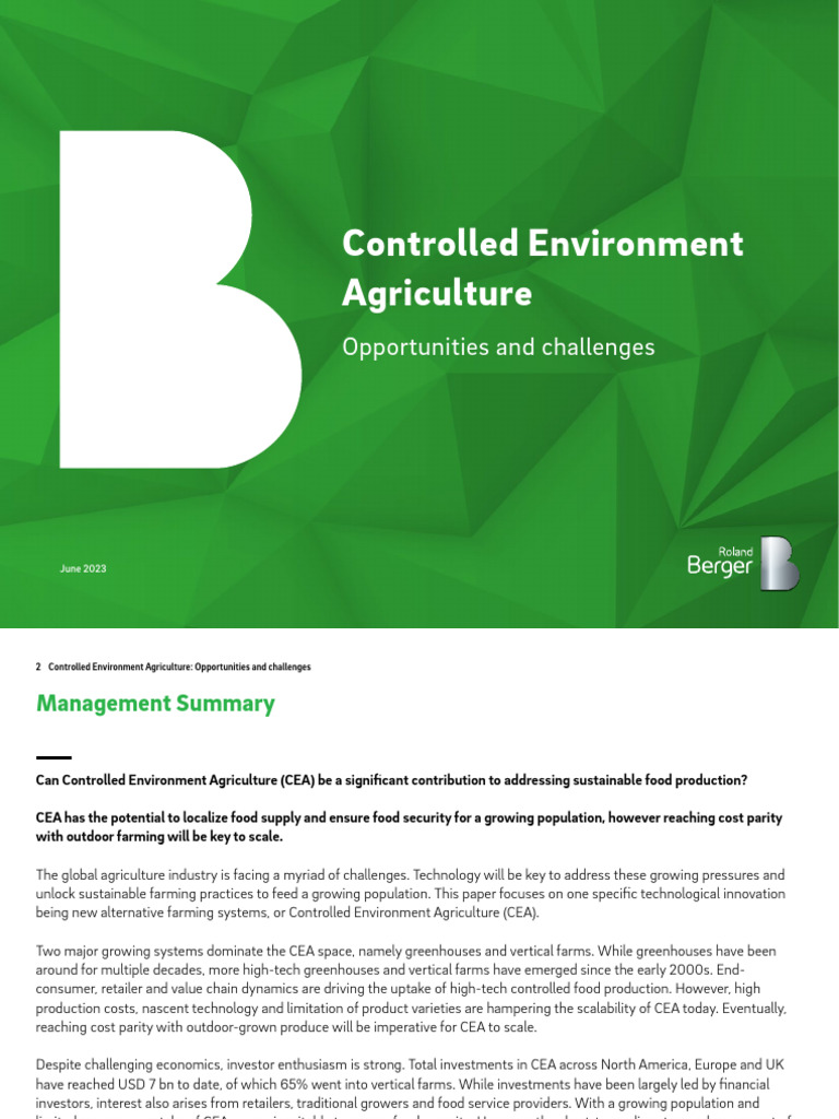 Controlled Environment Agriculture - Report June | PDF