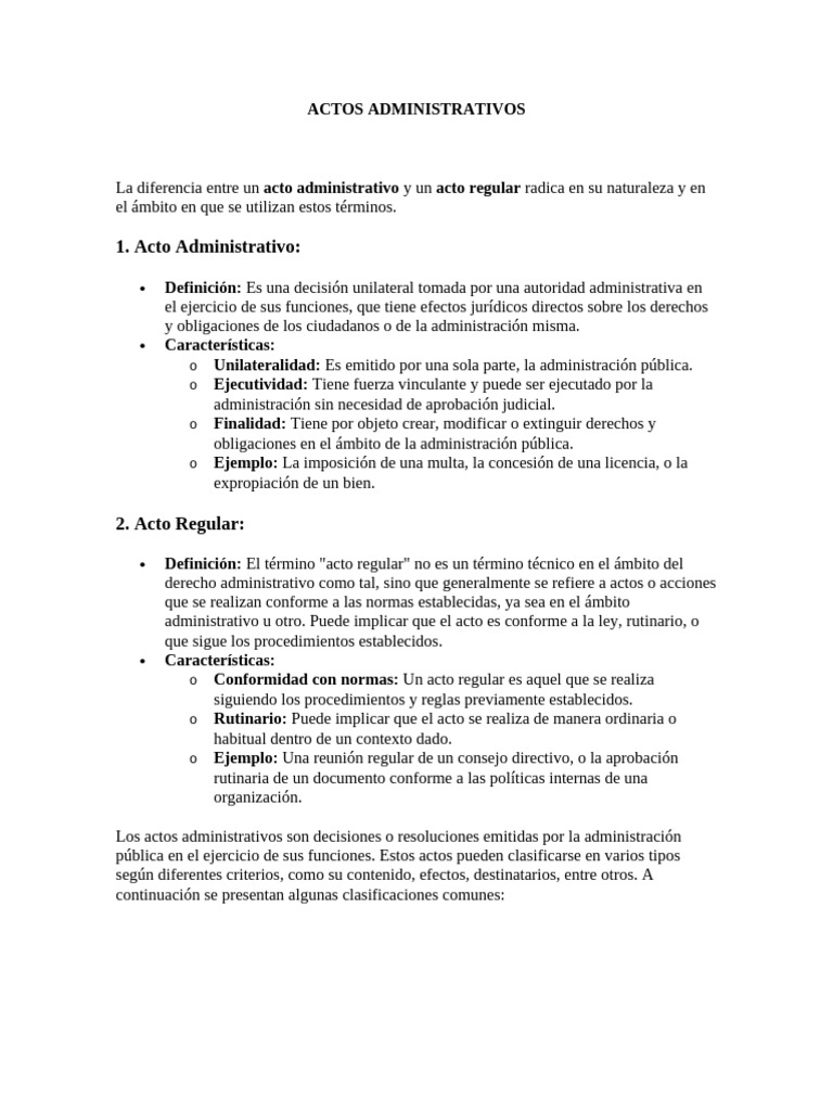 Tipos de Actos Administrativos | PDF