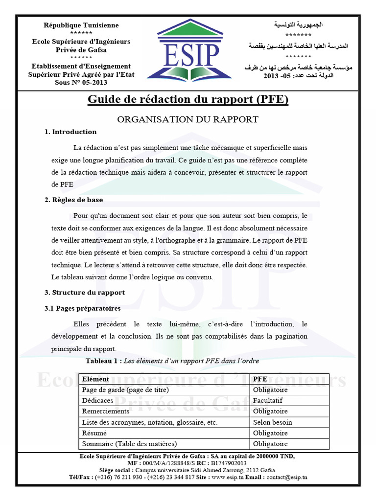 Guide Redaction de PFE ESIP - 2 | PDF