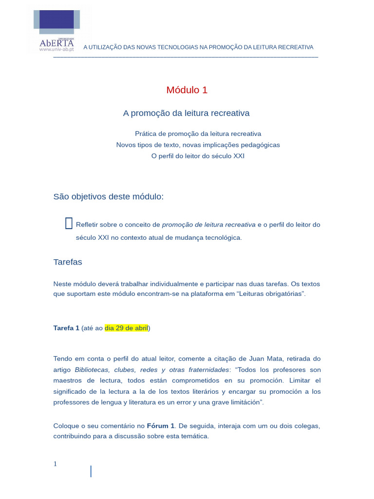 Tarefas 1º Módulo | PDF