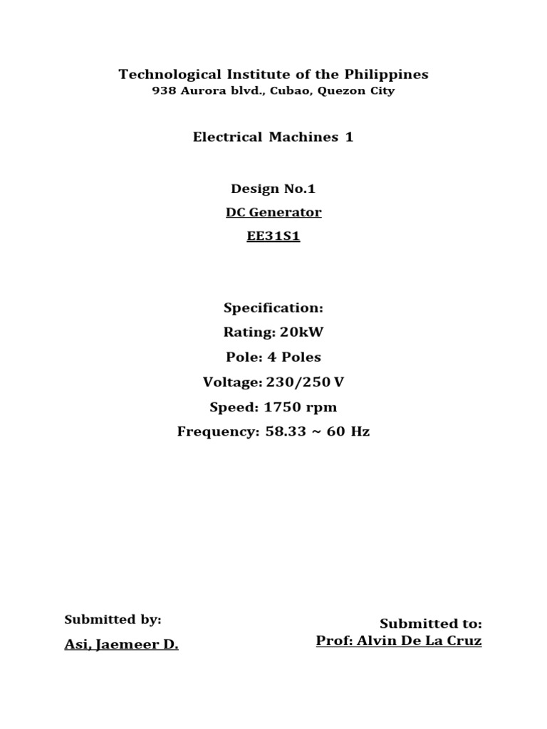 DC Generator Design Specifications | PDF | Power Engineering | Science ...