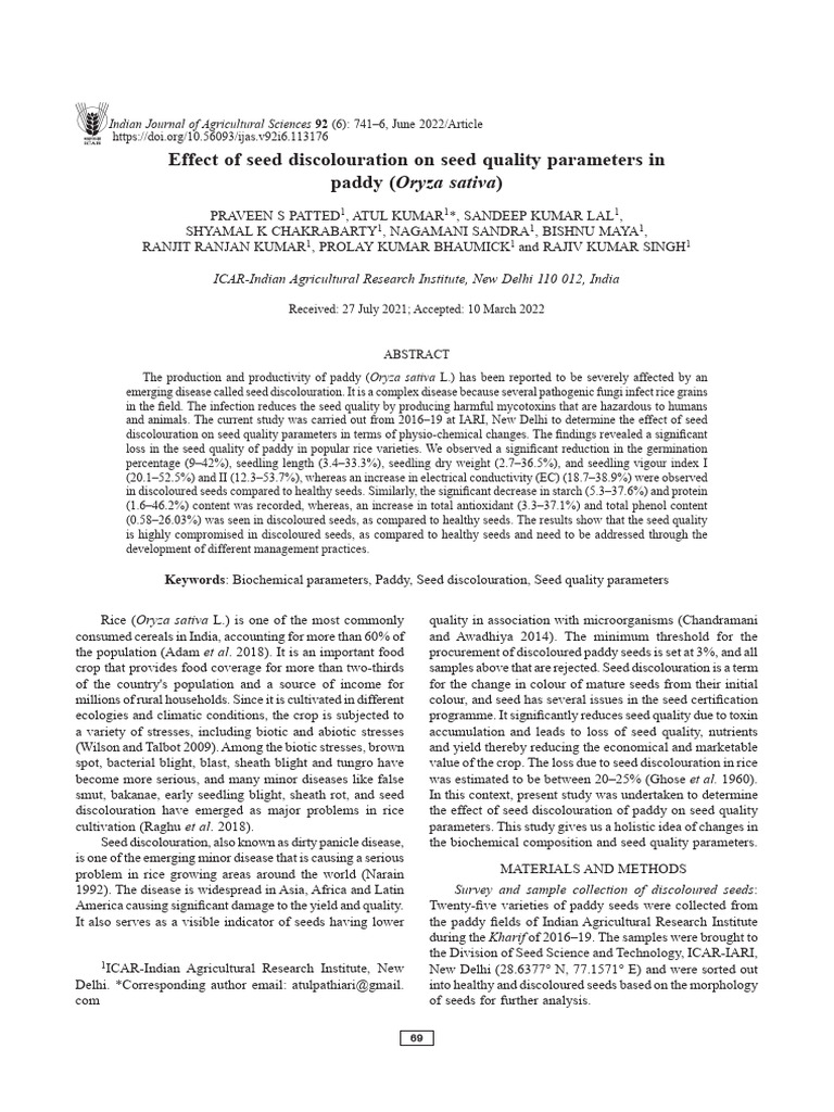 Effect of Rust On Paddy Field | PDF | Rice | Seed