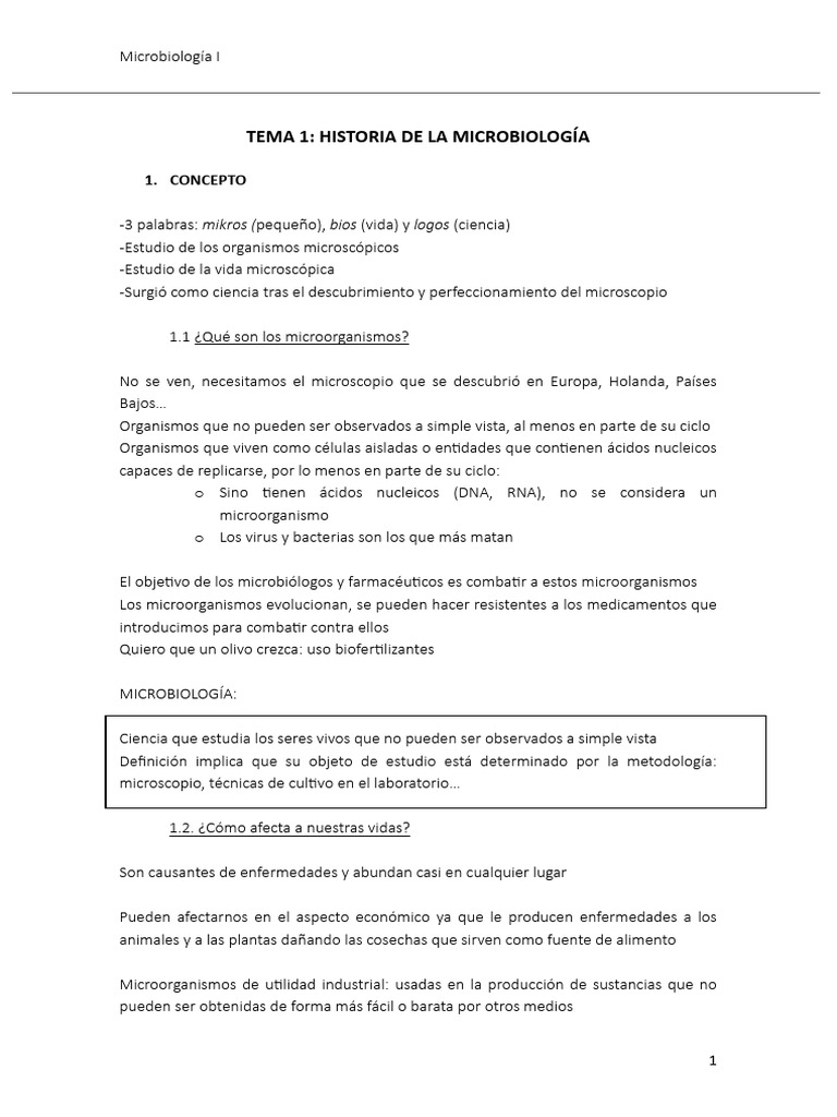 Wuolah Free TEMA 1 Historia de La Microbiologia Gulag Free | PDF