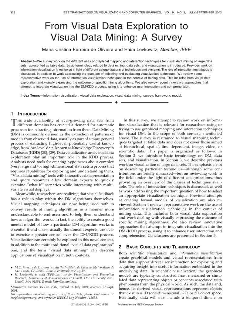 From Visual Data Exploration To Visual Data Mining A Survey | PDF