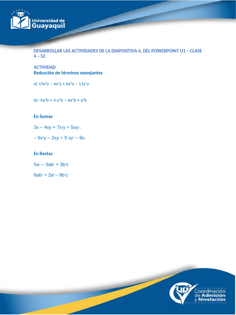 Tarea U1 - CLASE 4 - S2 | PDF