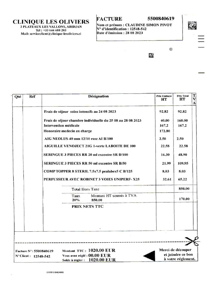 Facture Clinique | PDF