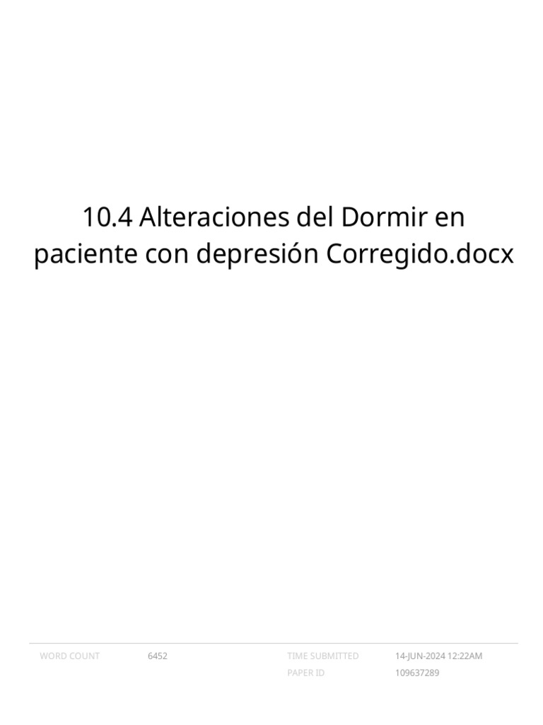 10 4 Alteraciones Del Dormir en Paciente Con Depre | PDF