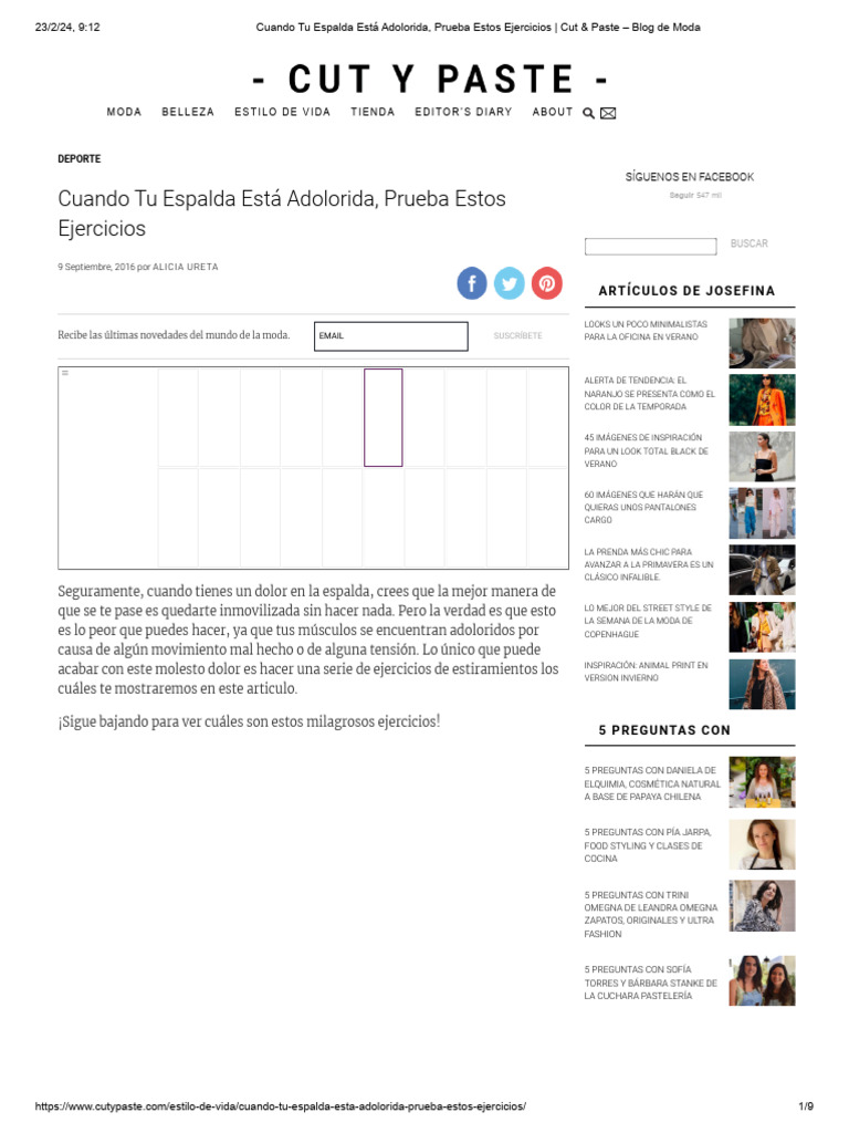 Cuando Tu Espalda Está Adolorida, Prueba Estos Ejercicios - Cut & Paste ...