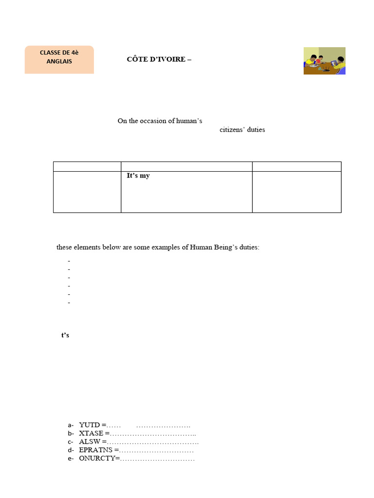 Unit 6 Lesson 2 4e Anglais | PDF