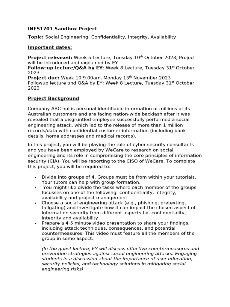 INFS1701 Networking Security Group Project | PDF | Information Security ...