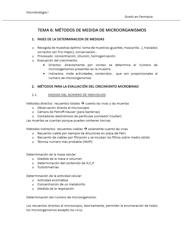 Wuolah Free TEMA 6 Metodos de Medida de Microorganismos Gulag Free | PDF