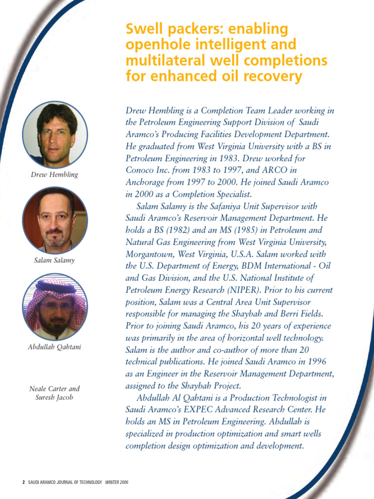 Swell Packers for Smart Well Completions | PDF | Petroleum Reservoir ...