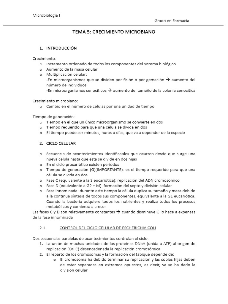 Wuolah Free TEMA 5 Crecimiento Microbiano Gulag Free | PDF