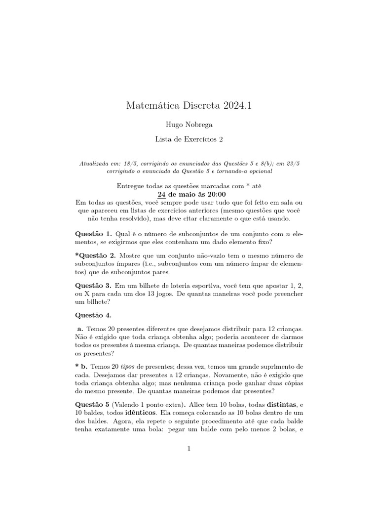 Discreta Lista2 | PDF